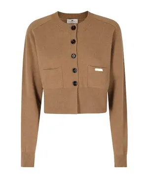 Elisabetta Franchi Long-sleeve Single-breasted Cardigan - Fallow Deer