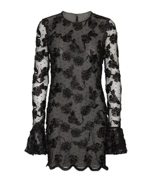 ROTATE BY BIRGER CHRISTENSEN Flower Mesh Ls Mini Dress