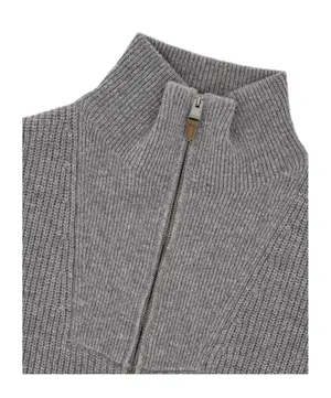 Canali Melange Wool And Cashmere Full-zip Cardigan - Grey