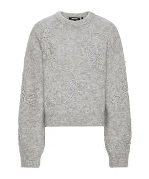 ROTATE BY BIRGER CHRISTENSEN 3d Flower Knit Jumper - Light Gray