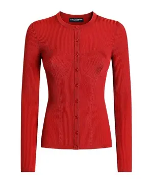 Dolce & Gabbana Ribbed Viscose-knit Cardigan - Red