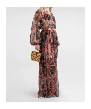 Dolce & Gabbana Carretto Print Long Sleeve Maxi Dress - Multi-color