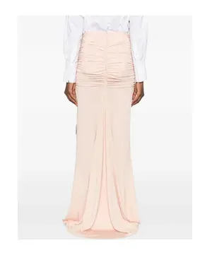 Elisabetta Franchi Ruched Asymmetric Skirt With Logo Plaque