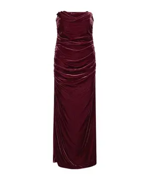 ROTATE BY BIRGER CHRISTENSEN Silk Velvet Ruched Dress
