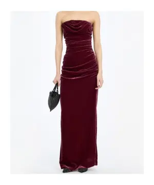 ROTATE BY BIRGER CHRISTENSEN Silk Velvet Ruched Dress