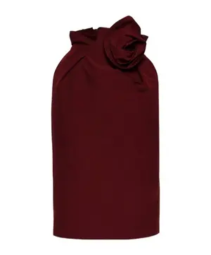 Magda Butrym Flower-detail Midi Skirt In Burgundy - Wine Red