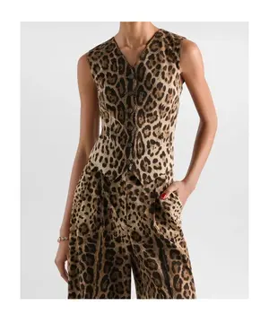 Dolce & Gabbana Dolce Gabbana Leopard Printed V-neck Gilet