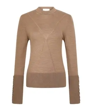 Rabanne Long Sleeve Crewneck T-shirt With Button Cuffs - Brown