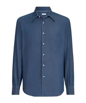 Brunello Cucinelli Lightweight Denim Shirt - Dark Denim