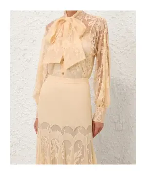 Zimmermann Valiant Lace Pussybow Blouse