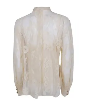 Zimmermann Valiant Lace Pussybow Blouse - Sand