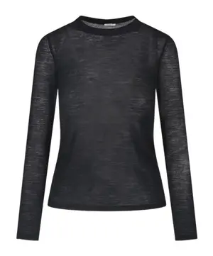 Aspesi Lightweight Crew-neck Knit Top - Black