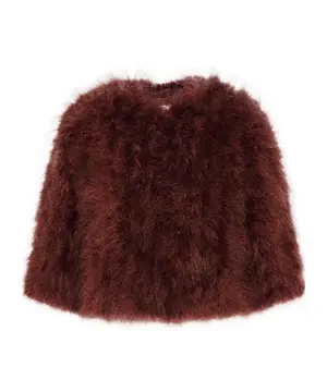 YVES SALOMON Feather-embellished Jacket - Reddish Brown