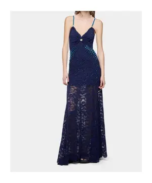Rabanne Sleeveless V-neck Maxi Lace Dress