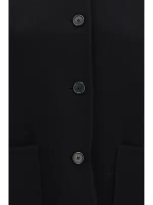 THE ROW Collarless Button-up Coat In Double-faced Wool And Cashmere - Black