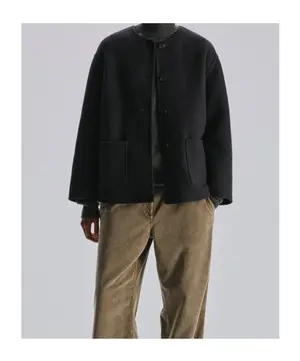 THE ROW Collarless Button-up Coat In Double-faced Wool And Cashmere - Black