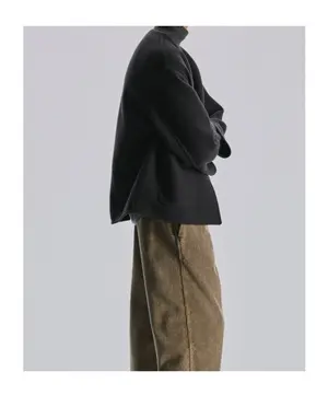 THE ROW Collarless Button-up Coat In Double-faced Wool And Cashmere - Black