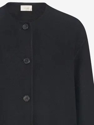 THE ROW Collarless Button-up Coat In Double-faced Wool And Cashmere - Black