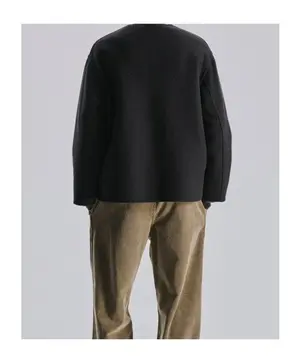 THE ROW Collarless Button-up Coat In Double-faced Wool And Cashmere - Black