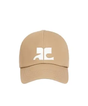 COURREGES Ac Logo Cotton Baseball Cap - Dark Sand
