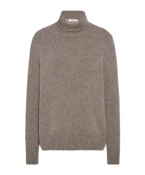 THE ROW Plira Turtleneck Jumper In Heavyweight Cashmere - Taupe