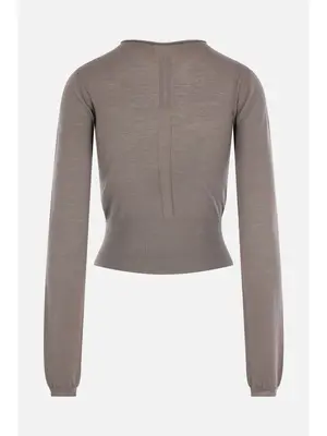 Rick Owens Slashed Cropped Sweater In Wool