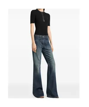 COURREGES Embroidered Ac Logo Flared Denim Trousers