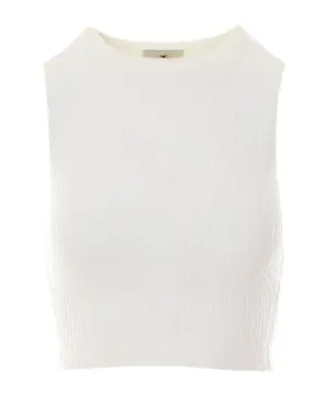 Elisabetta Franchi Sleeveless Cropped Top - White