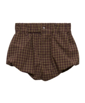 Marni Purple Poplin Bloomers With Checked Pattern - Brown
