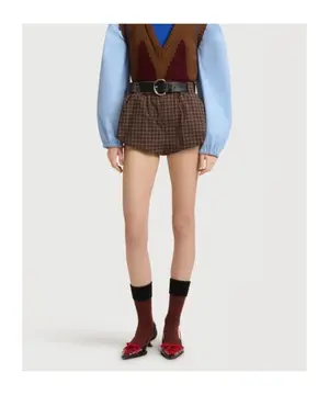 Marni Purple Poplin Bloomers With Checked Pattern