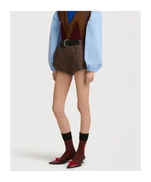 Marni Purple Poplin Bloomers With Checked Pattern