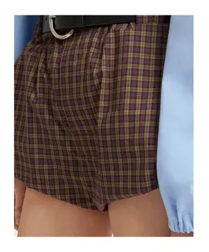 Marni Purple Poplin Bloomers With Checked Pattern