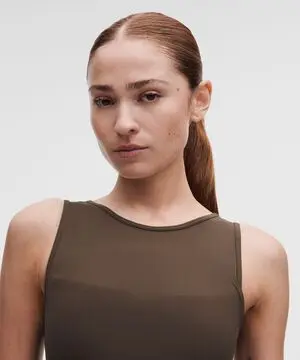 Lululemon Bend This Mesh Bandeau And V-neck Bra - Walnut Crunch