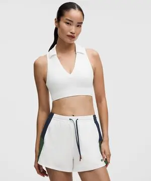 Lululemon Collared Longline Ribbed Tennis Bra - White