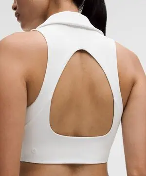 Lululemon Collared Longline Ribbed Tennis Bra - White