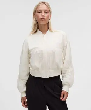 Lululemon Curved-hem Cropped Bomber - Light Ivory