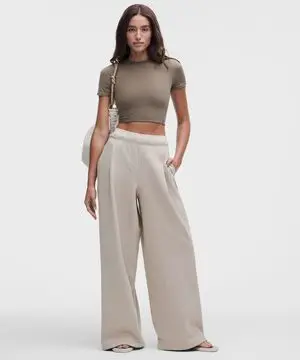 Lululemon French Terry Mid-rise Wide-leg Pant Downtown Tan