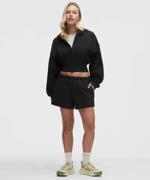 Lululemon French Terry Cropped Full-zip Hoodie - Black