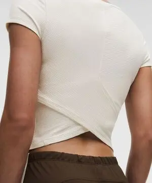 Lululemon Hold Tight Micro-rib Cross-back T-shirt Light Ivory