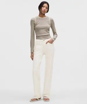 Lululemon Easyfive Mid-rise Relaxed-straight Pant - Light Ivory
