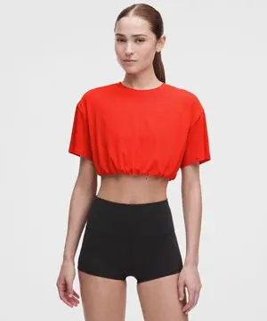 Lululemon Jersey Training Super-cropped T-shirt Cherry Ember