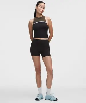 Lululemon Mockneck Shelf Tank Top Light Support, B/c Cup - Black/walnut Crunch/foam Cloud
