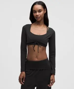 Lululemon Nulu Mesh-back Tie-front Cropped Cardigan
