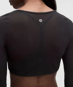 Lululemon Nulu Mesh-back Tie-front Cropped Cardigan