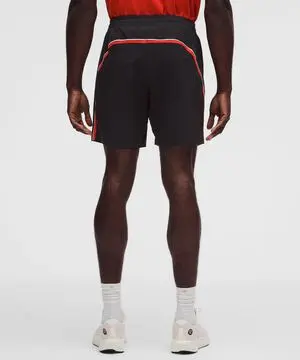 Lululemon Pace Breaker Linerless Short 7" Performance Perforated Shorts - Black/cherry Ember