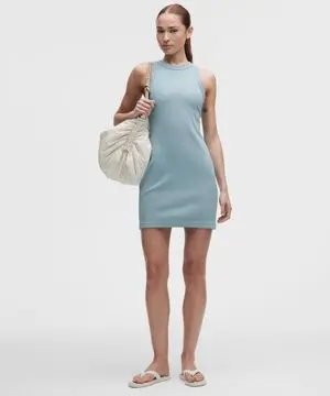 Lululemon Ribbed Heavyweight Cotton Mini Dress Seafoam