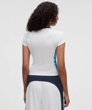 Lululemon Swiftly Tech Short-sleeve Shirt 2.0 - White/ocean Wave/true Navy