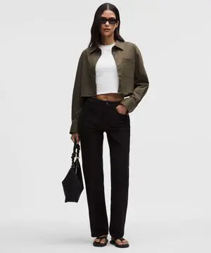 Lululemon Woven Cropped Button-up Long-sleeve Shirt - Olive Brown