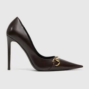 Gucci Donna Pointed Toe Stiletto Pumps With Horsebit Detail - Brown