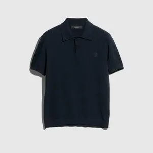 Gucci Knit Cashmere Polo Shirt With Embroidery - Blue